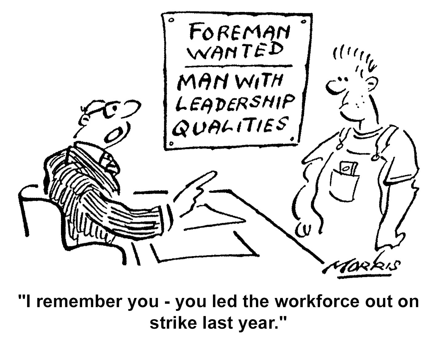 Shopfloor worker personnel interview cartoon - Ref: 5991bw | Business ...